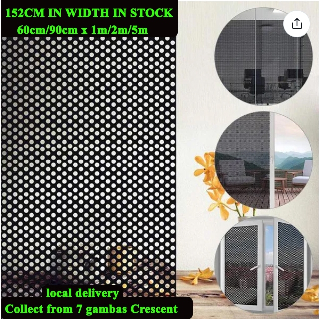 Perforated Mesh Window Film Self Adhesive Black White Dotted One Way ...