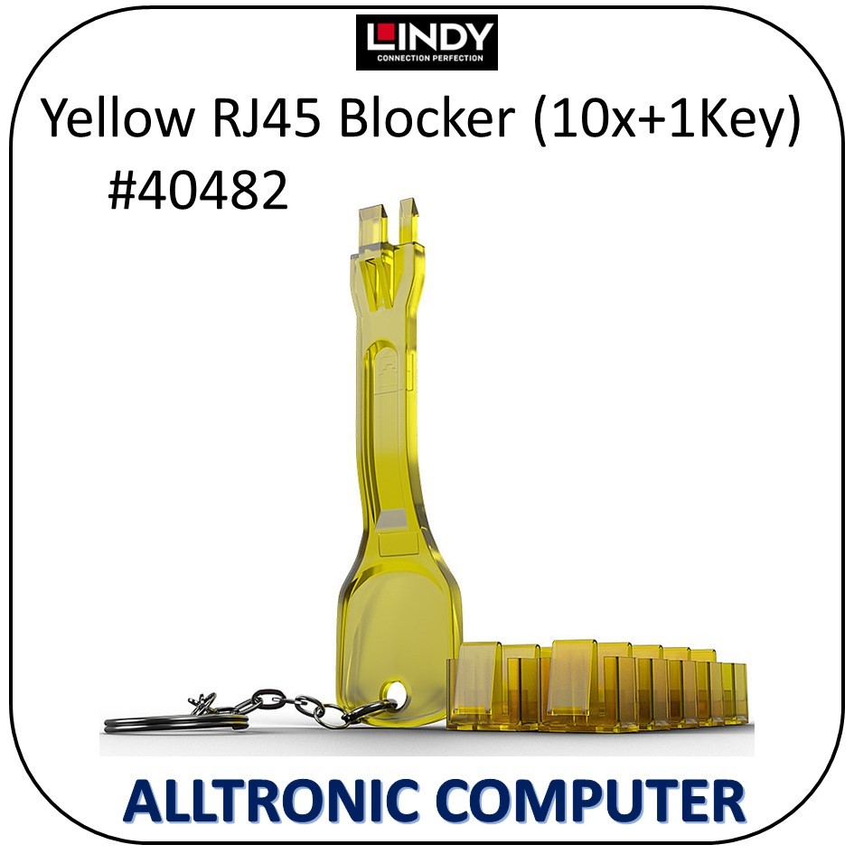 Lindy RJ45 Blocker ( Pack of 10pcs blocker + 1 Key ) Yellow P/N : 40482 ...