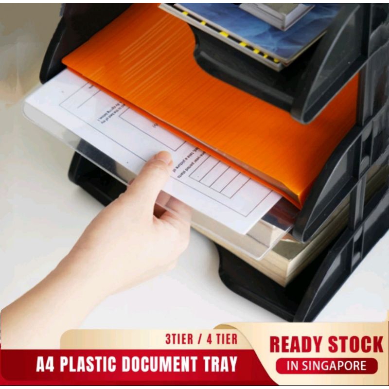 Office Desk Organizer Tray Document File A4 paper Plastic Sturdy ...