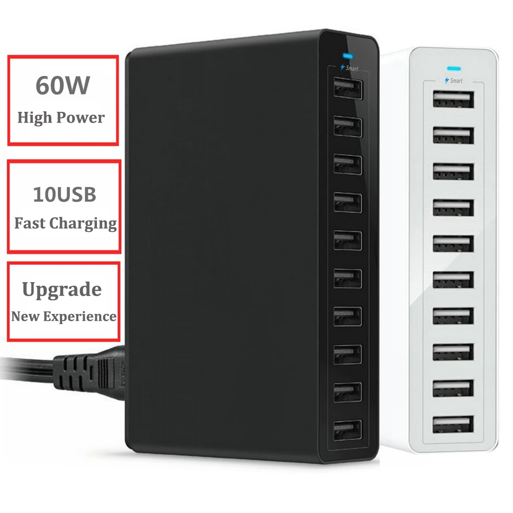 Multi-Port Charger Power Adapter 5V 12A Power 60W Fast Charge Station ...