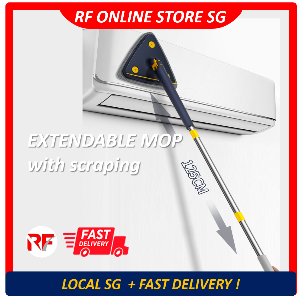 Upgrade Extendable Triangle Mop With Scraping STRIP 360° Rotatable ...