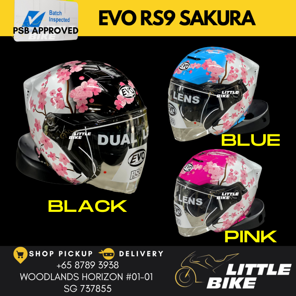 SG SELLER - PSB Approved Evo Rs9 Sakura open face motorcycle helmet ...