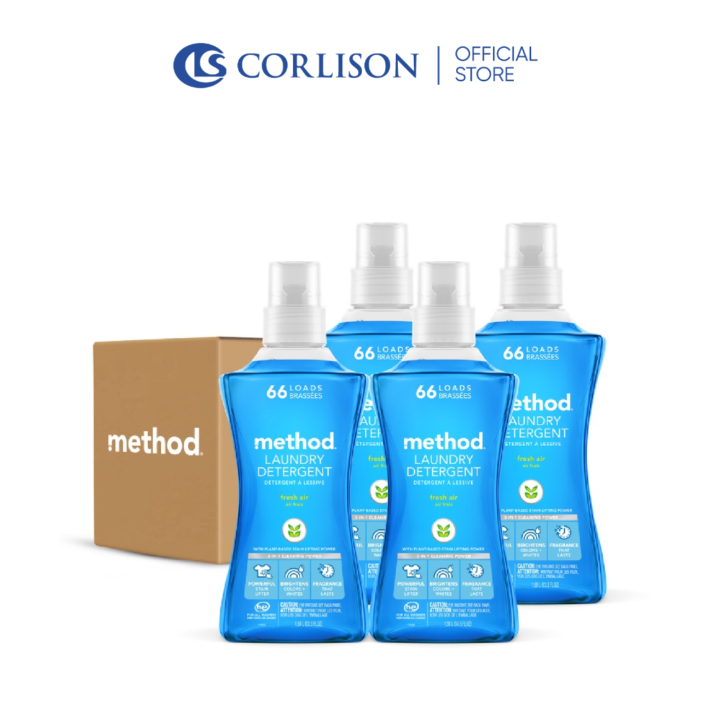 [Carton Size] Method 4X Laundry Detergent 66 Loads - Fresh Air 1.58L (4 ...