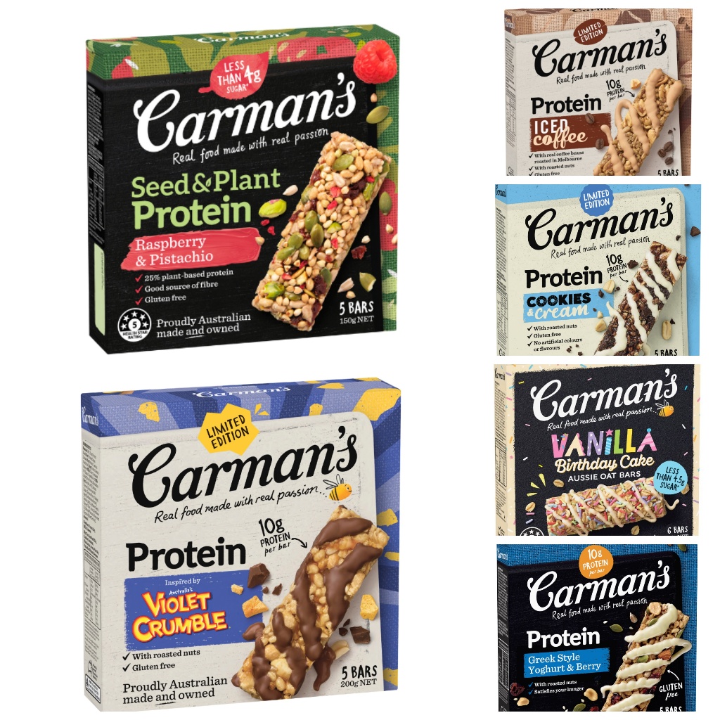Carman's Gourment Protein Bars [ Dark Choc & Cranberry / Greek Style ...