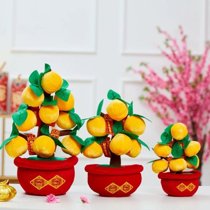 [SG Stock] CNY Soft Toy Tree Mandarin Orange Cherry Blossom Gold Coin ...