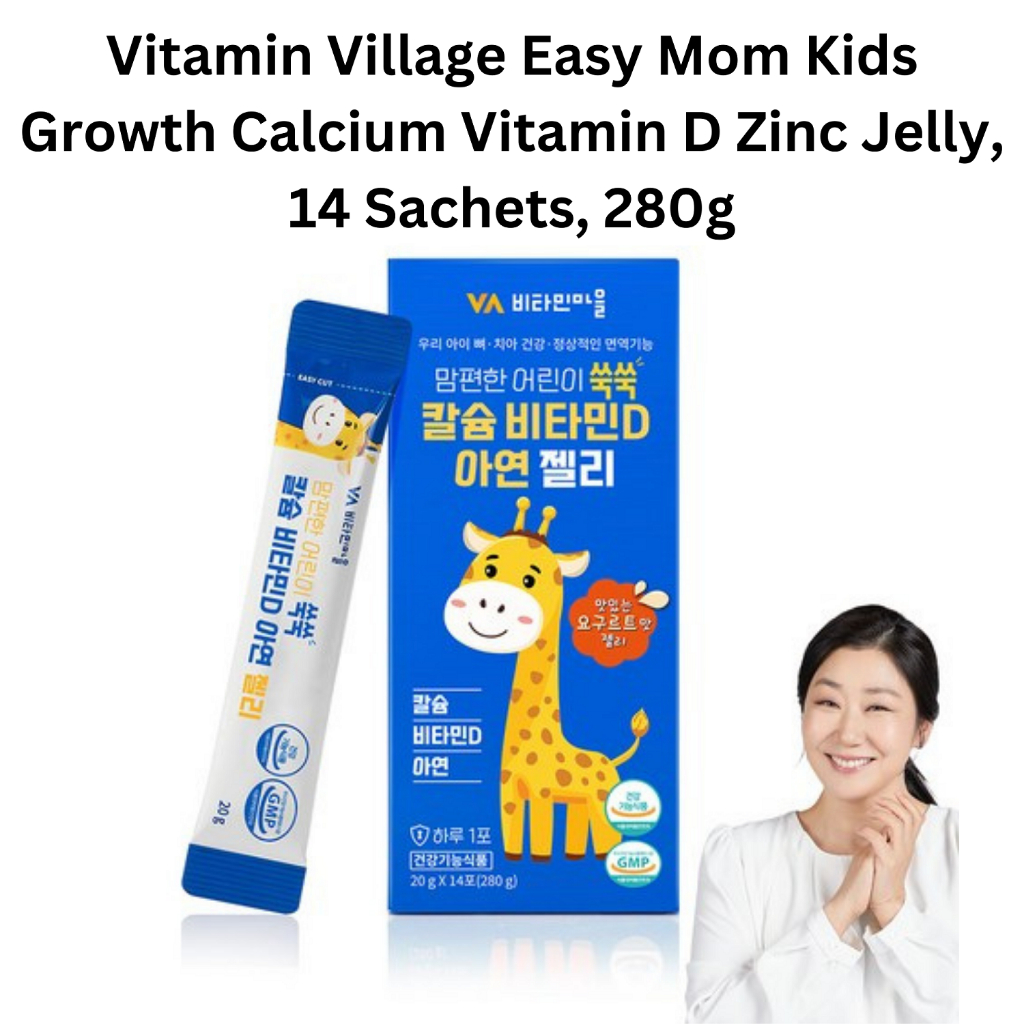 Vitamin Village Easy Mom Kids Growth Calcium Vitamin D Zinc Jelly, 14 ...