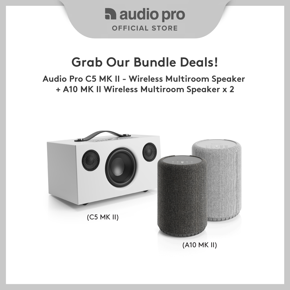 [ Bundle Deal ] Audio Pro C5 Mk II - Wireless Multiroom Speaker + A10 Mk II Wireless Multiroom ...