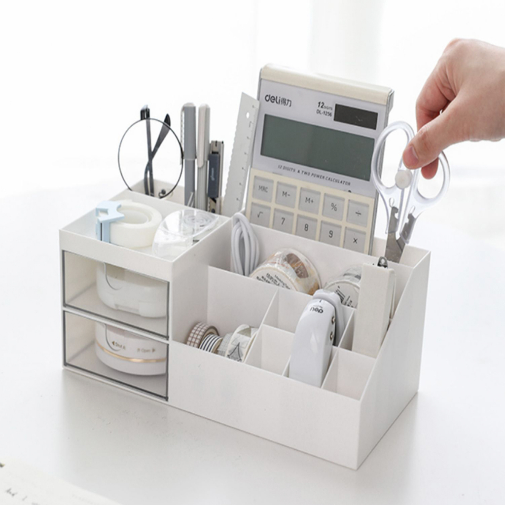 2 Drawer Pen Holder Table Organiser Office Table Organizer Desktop ...