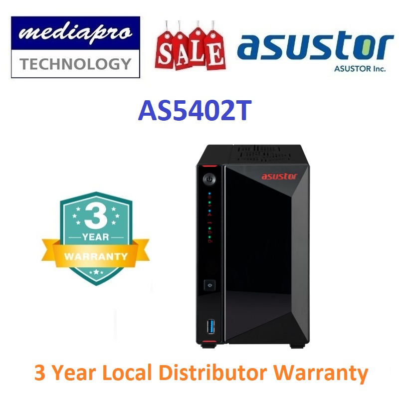ASUSTOR AS5402T 2-Bay Nimbustor 2 Gen 2 NAS with Dual 2.5-Gigabit ...