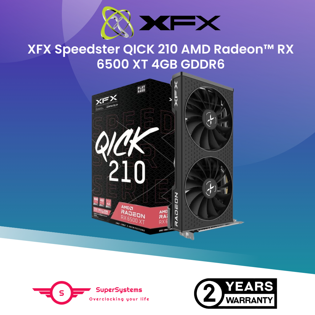 XFX Speedster QICK 210 AMD Radeon™ RX 6500 XT Core Gaming Graphics Card ...