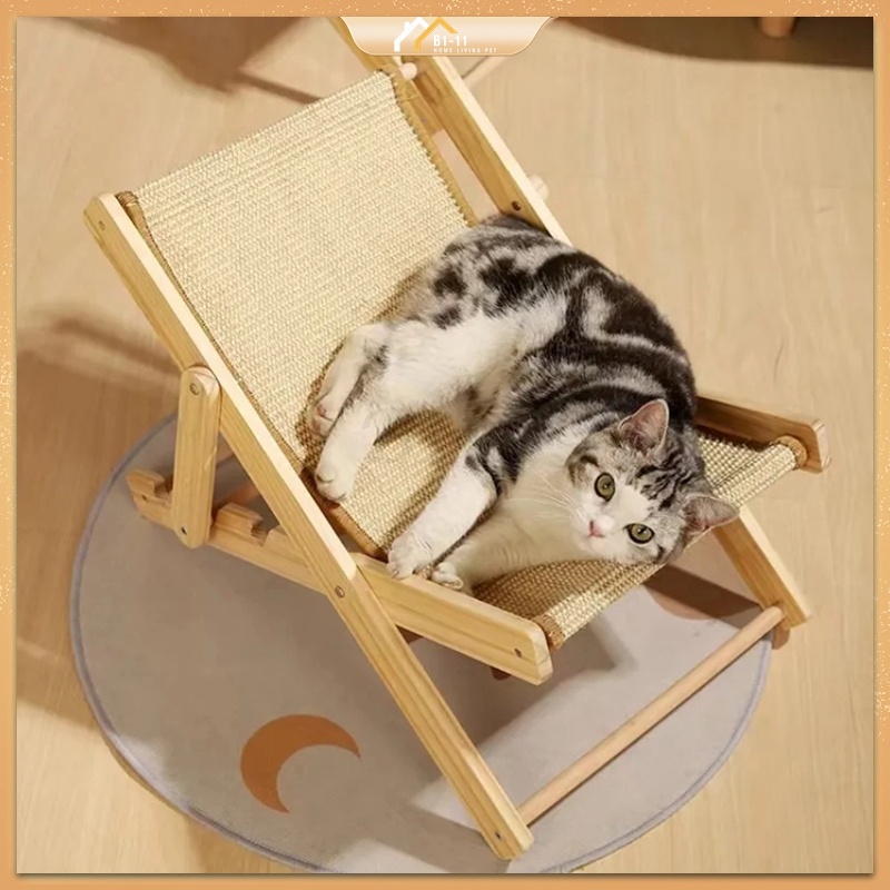 Cat Rocking Chair Cat Sisal Bed Adjustable Pet Lounger Hammock Pet Bed ...