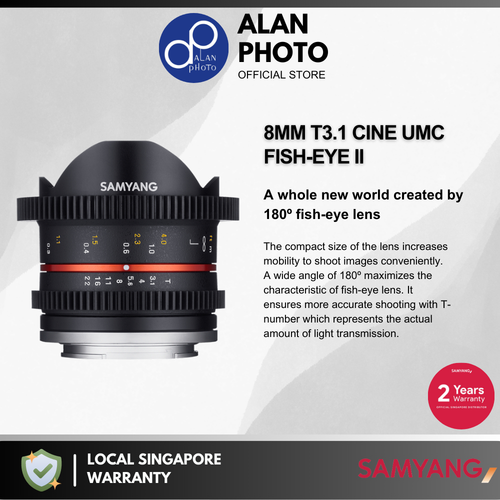 Samyang 8mm T3.1 Cine UMC FISH-EYE II Cine Lens for Sony E Mount ...