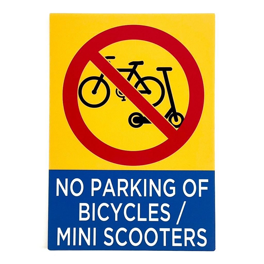 NO PARKING OF BICYCLES / MINI SCOOTERS SIGN/SIGNAGE | 148mm x 210mm ...