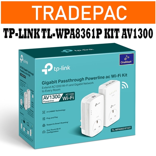 Tp-Link TL-WPA8631P KIT AV1300 Gigabit Passthrough Powerline ac Wi-Fi ...