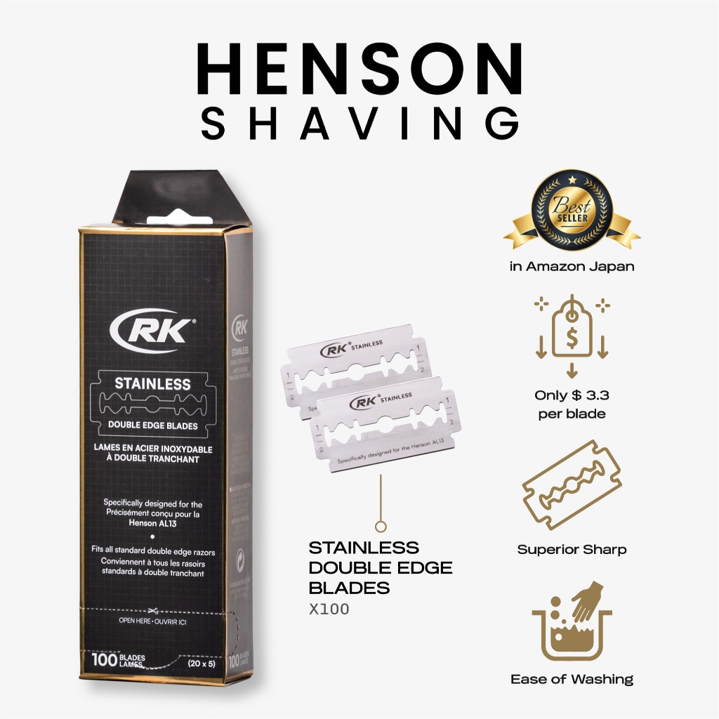 HENSON RK Razor Blades Refill - Stainless Steel, Double Edge, 100pk ...