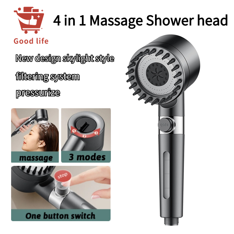 4 Modes High Pressure Handheld Shower Head SPA Nozzle With Filter ...