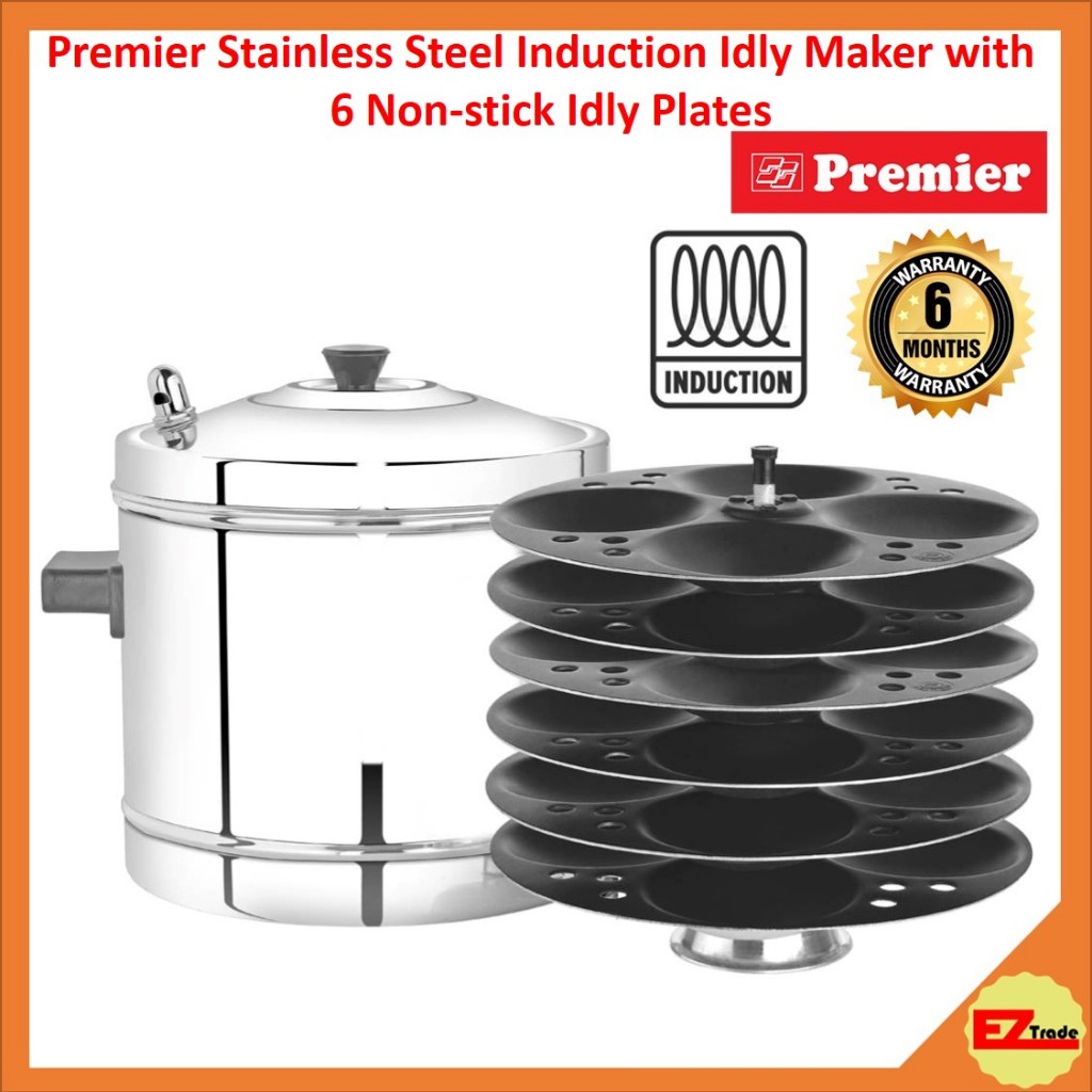 Premier Stainless Steel Induction Compatible Idly Cooker With 6 Non ...