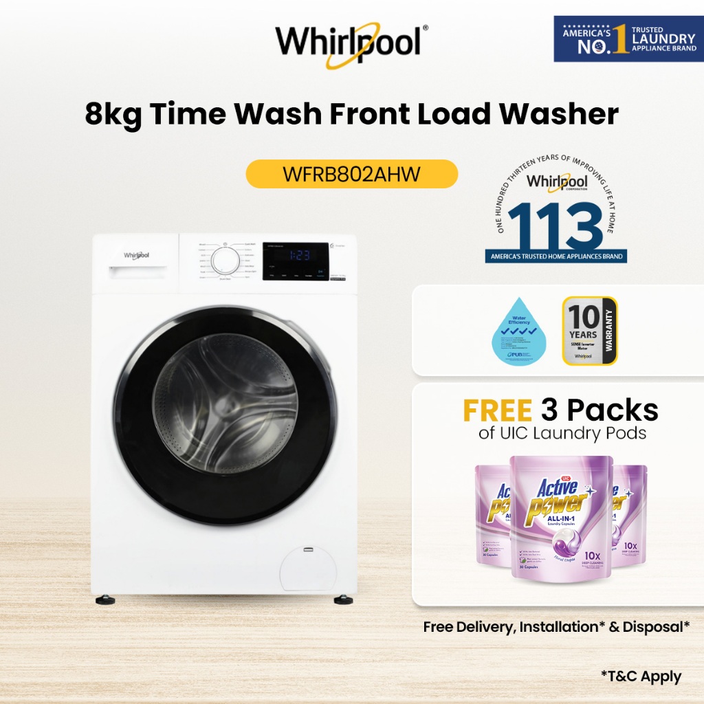 [ONLINE EXCLUSIVE] Whirlpool WFRB802AHW Time Wash 8kg Front Load Washer ...