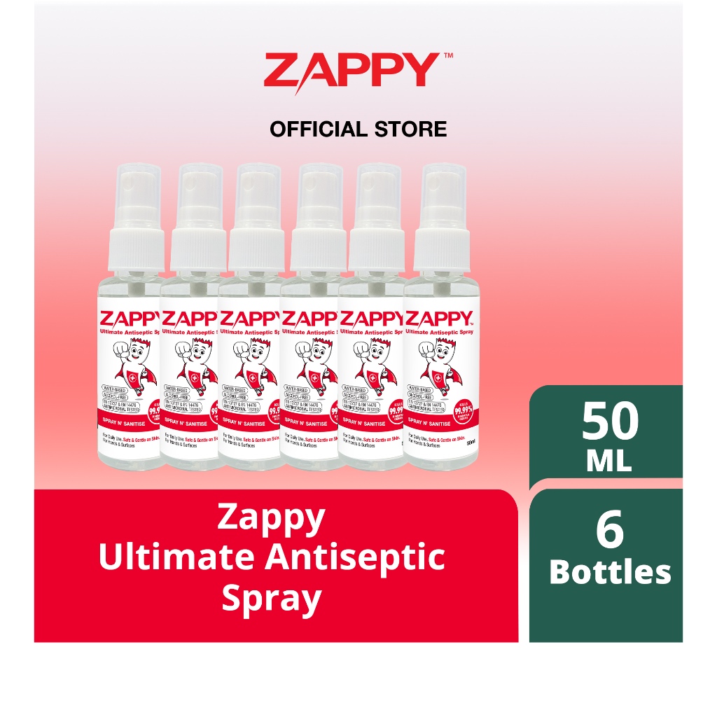 Zappy Ultimate Antiseptic Spray 50ml x 6 Bottles | Shopee Singapore