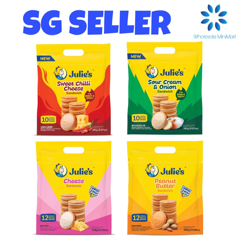 Julie's Cheese / Peanut Butter Sandwich Biscuits Snacks Chips Jelly Seaweed Cookies Tidbits ...