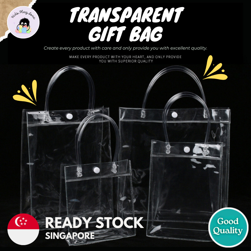 (READY STOCK) Transparent Clear Gift Bag With Handle || PVC Shopping ...