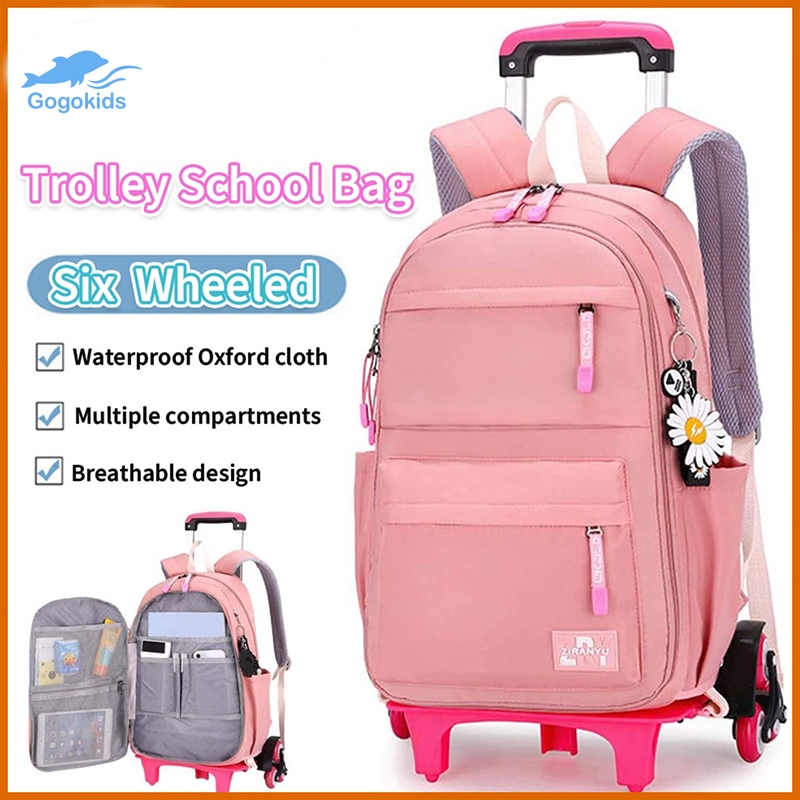 [SG Stock]6 Wheels Trolley Backpacks Kids Schoolbag for Girls Boys Kids ...