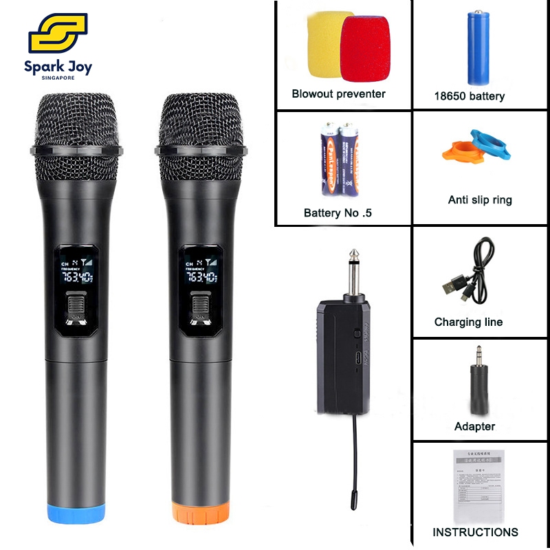 【SG】Wireless Microphone Rechargeable Dual Handheld Microphone for ...