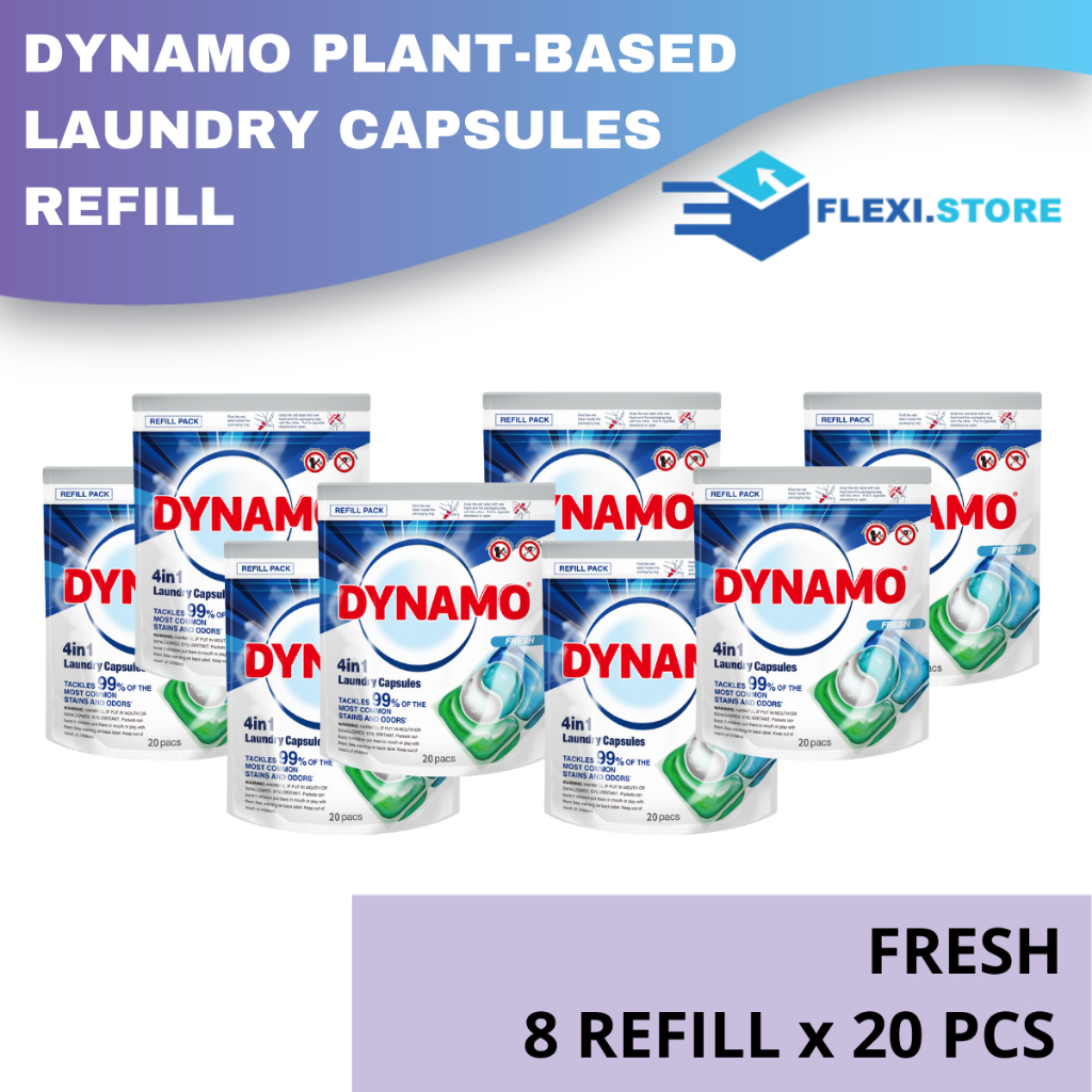 DYNAMO 4in1 Plant Based Laundry Capsules 20 Pods x 8 Packs | Shopee ...