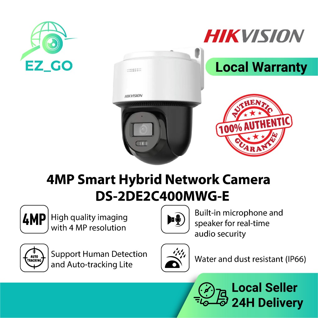 Hikvision 4 MP Smart Hybrid Light Mini PT Network Camera DS-2DE2C400MWG ...