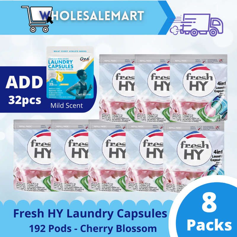 Fresh HY 4-in-1 Laundry Capsules 24pcs x 8 Refill Packs (Lavender ...