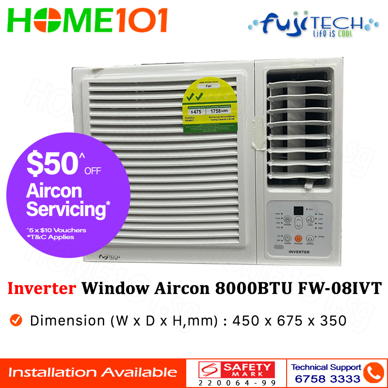 Fujitech Inverter Window Air Con 8000BTU FW-08IVT *NO INSTALLATION ...