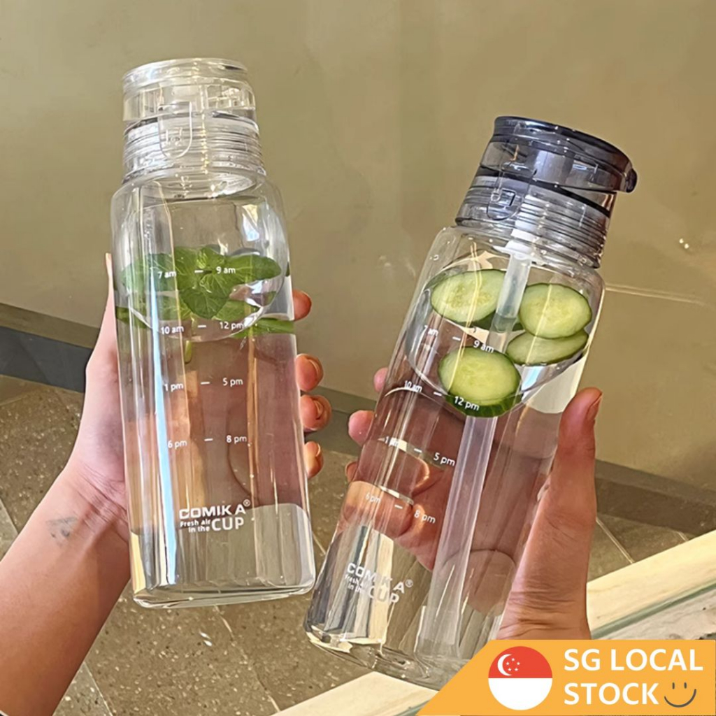 COMIKA 1L Water Bottle 1000ml Click-Clack Aerobic Scale Cup Portable ...