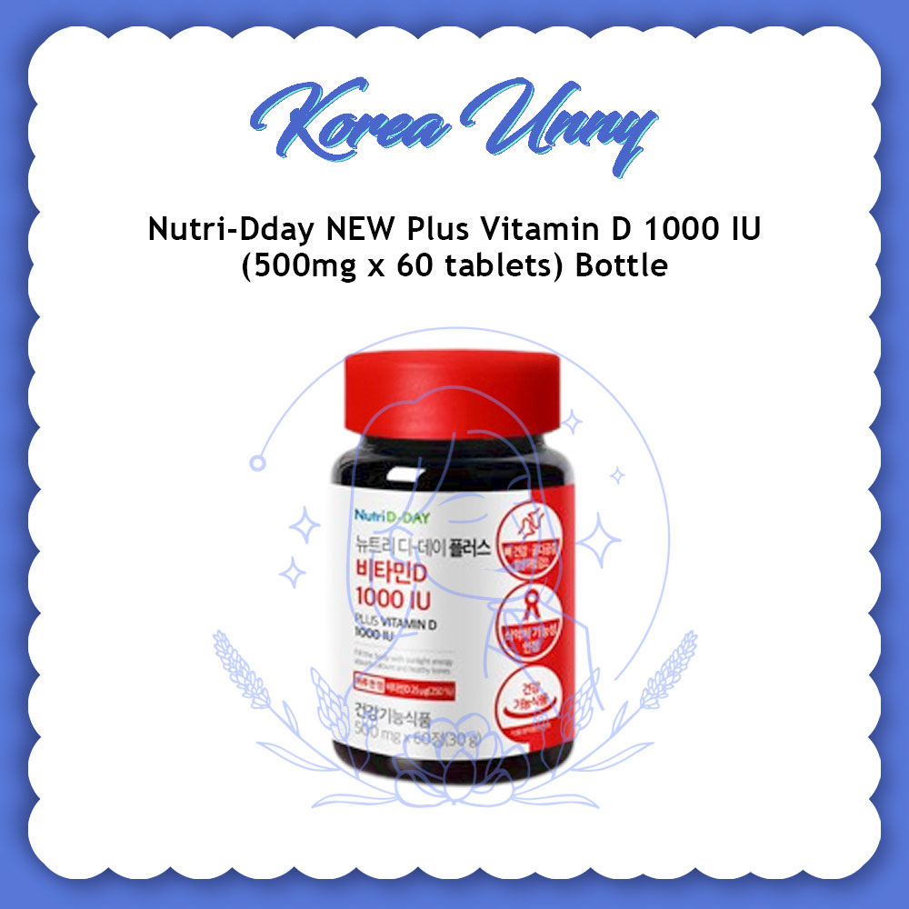 Nutri-Dday NEW Plus Vitamin D 1000 IU 500mg x 60 tablets (Bottle ...