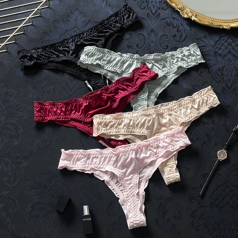 Nanoshop 1 pcs Women Thong Underwear Satin T Back Lace Seamless ...