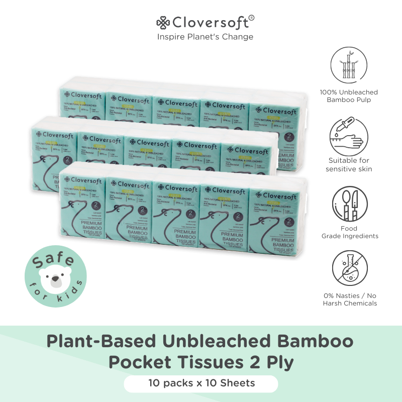 [Bundle of 3] Cloversoft Unbleached Bamboo Pocket Travel Tissues 10 ...