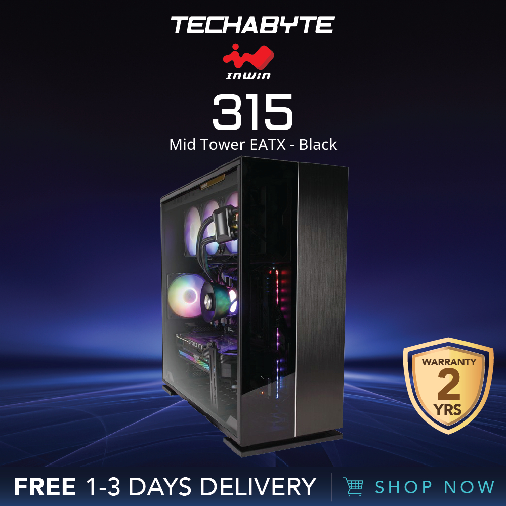 Inwin 315 | EATX Mid Tower Case With GPU Holder - Black | Shopee Singapore