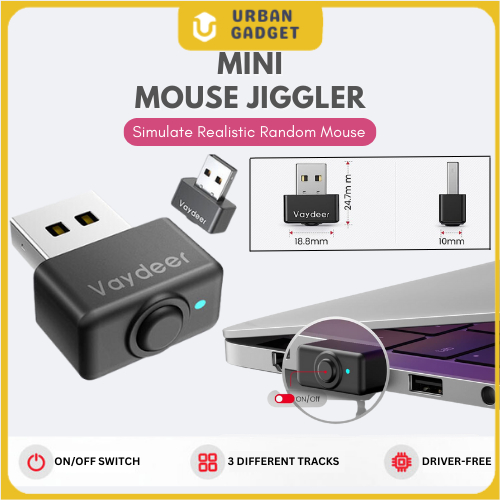 Vaydeer Mouse Jiggler Mini Mouse Jiggler Plug and Play with ON/Off ...