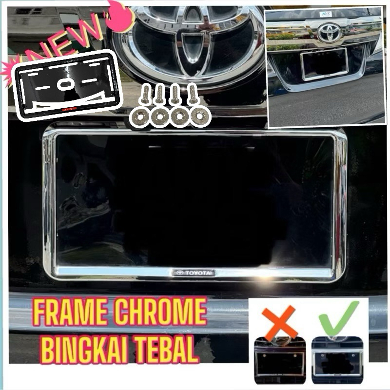 frame plate toyota chrome bingkai tebal universal passo avy vellfire ...