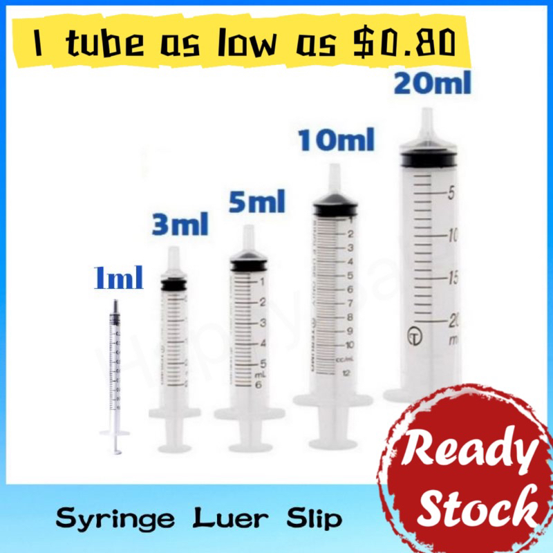 🇸🇬Disposable Lier Tip/Luer Slip Syringe 1ml/3ml/5ml/10ml/20ml | Shopee Singapore