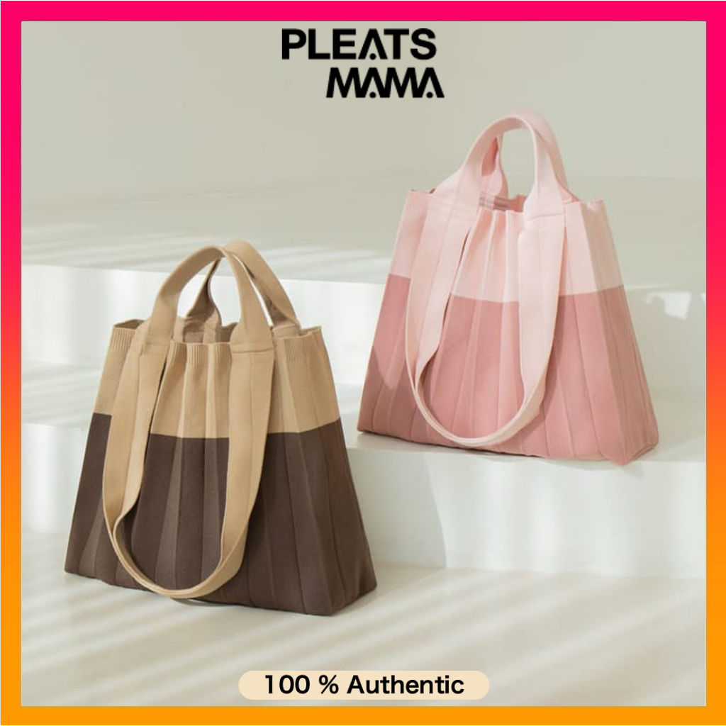 PLEATSMAMA Two Way Shopper Bag 2Way Knit Pleats Bag - 2 Colors | Shopee ...