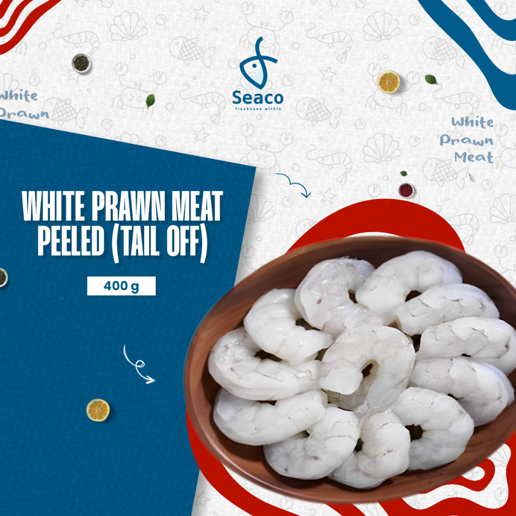 [SEACO] WHITE PRAWN MEAT PEELED (TAIL OFF) - 400g | Shopee Singapore