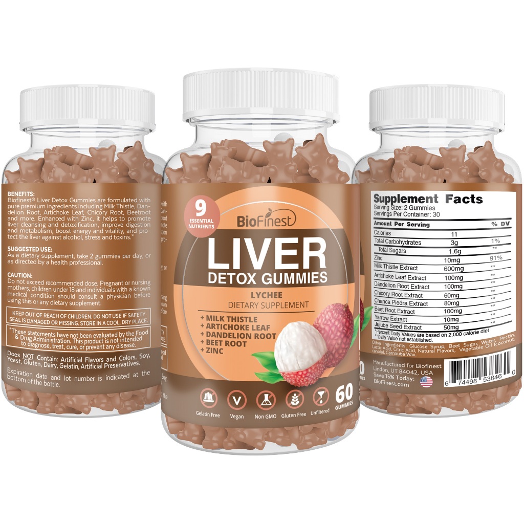 Biofinest Gummy Vitamin Supplement Lutein Marine Collagen Liver Detox ...