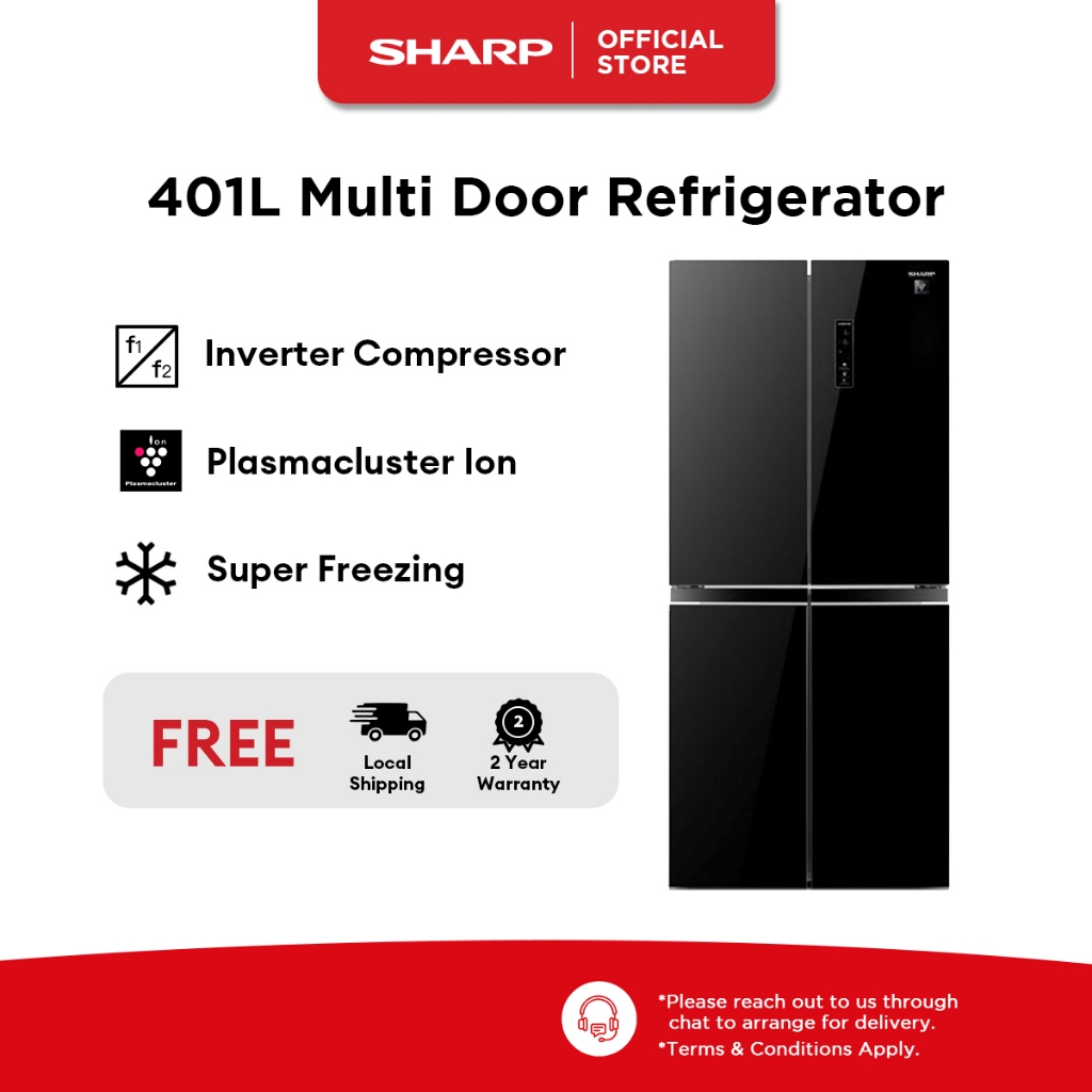 SHARP 401L Multi Doors Inverter Refrigerator SJ-VX40PG-BK | Shopee ...