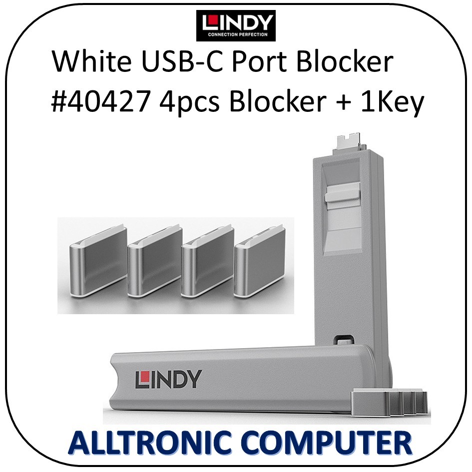 Lindy Type C Port Blocker White P/N: 40427 (4pcs of blocker w/ Key ...