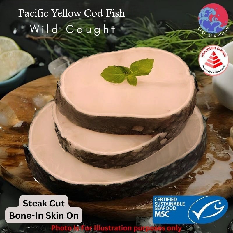 1KG Pacific Yellow Cod Fish Steak Wild Caught Premium Grade Frozen ...