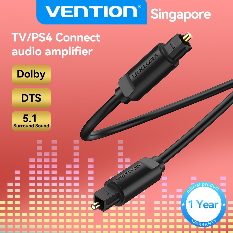 Vention Optical Fiber Audio Cable 1m For Blu-Ray DVD Toslink Digital ...