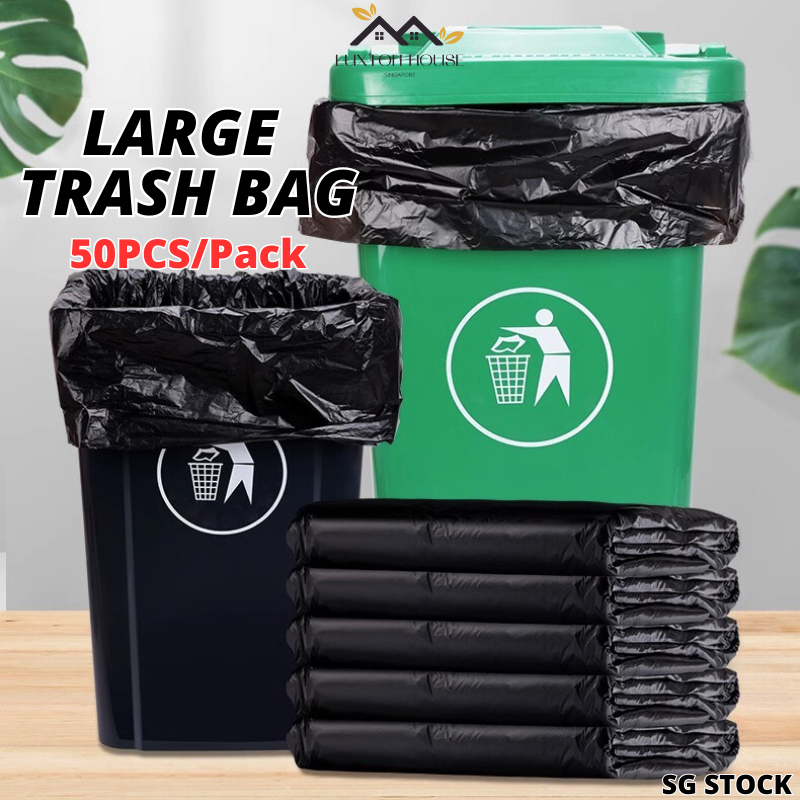 {SG} 50PCS Large Trash Bag Suitable for 50L/100L/150L/240L Trash Can ...