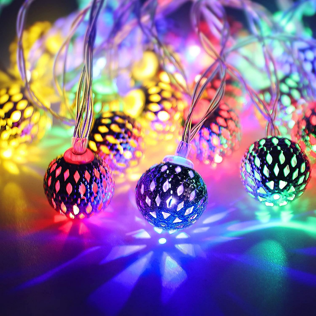 Moroccan String Lights Battery Powered Globe Fairy Indoor String Lights ...
