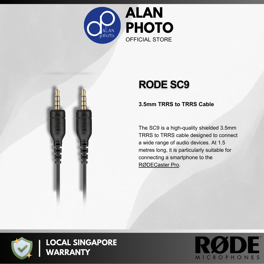Rode SC9 3.5mm TRRS to TRRS Cable (1.5m) | Shopee Singapore