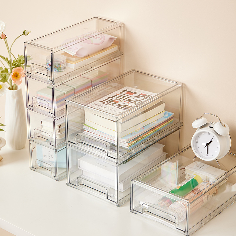 Simple Classic Acrylic Transparent Stationery Desktop Drawer Organizer ...